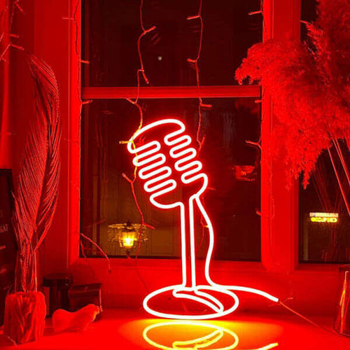 Microphone Neon Sign | Aha Neon