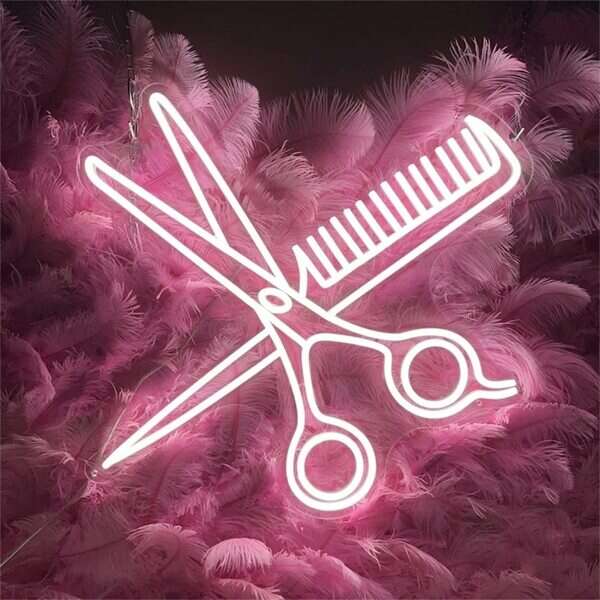 Combs and Clippers Sign - Aha Neon