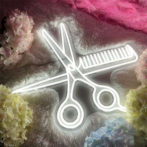 Combs and Clippers Sign - Aha Neon